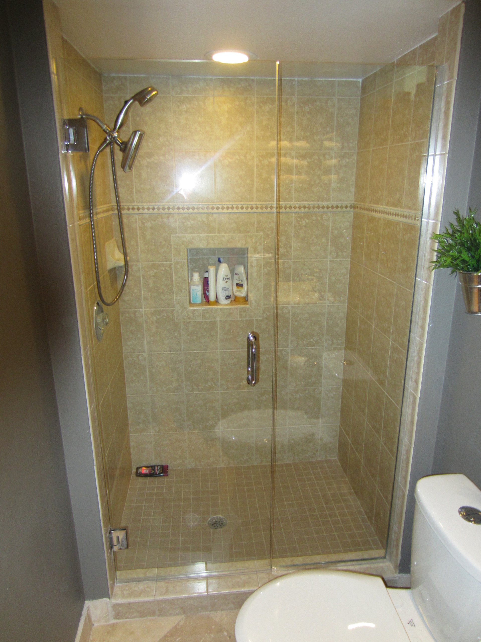 Inline Panels & 3/8" Frameless Glass Shower Doors in Orlando