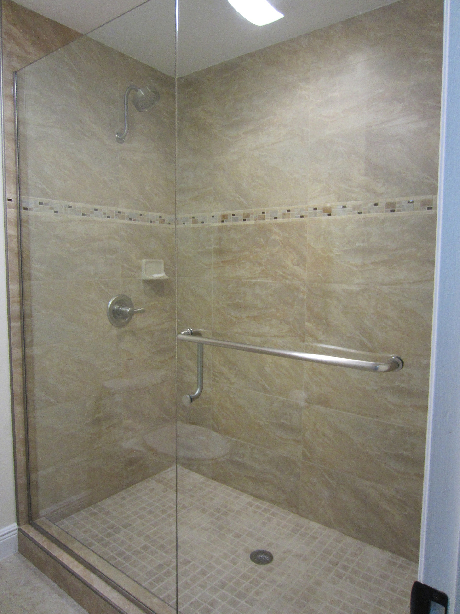 Inline Panels & 3/8" Frameless Glass Shower Doors in Orlando