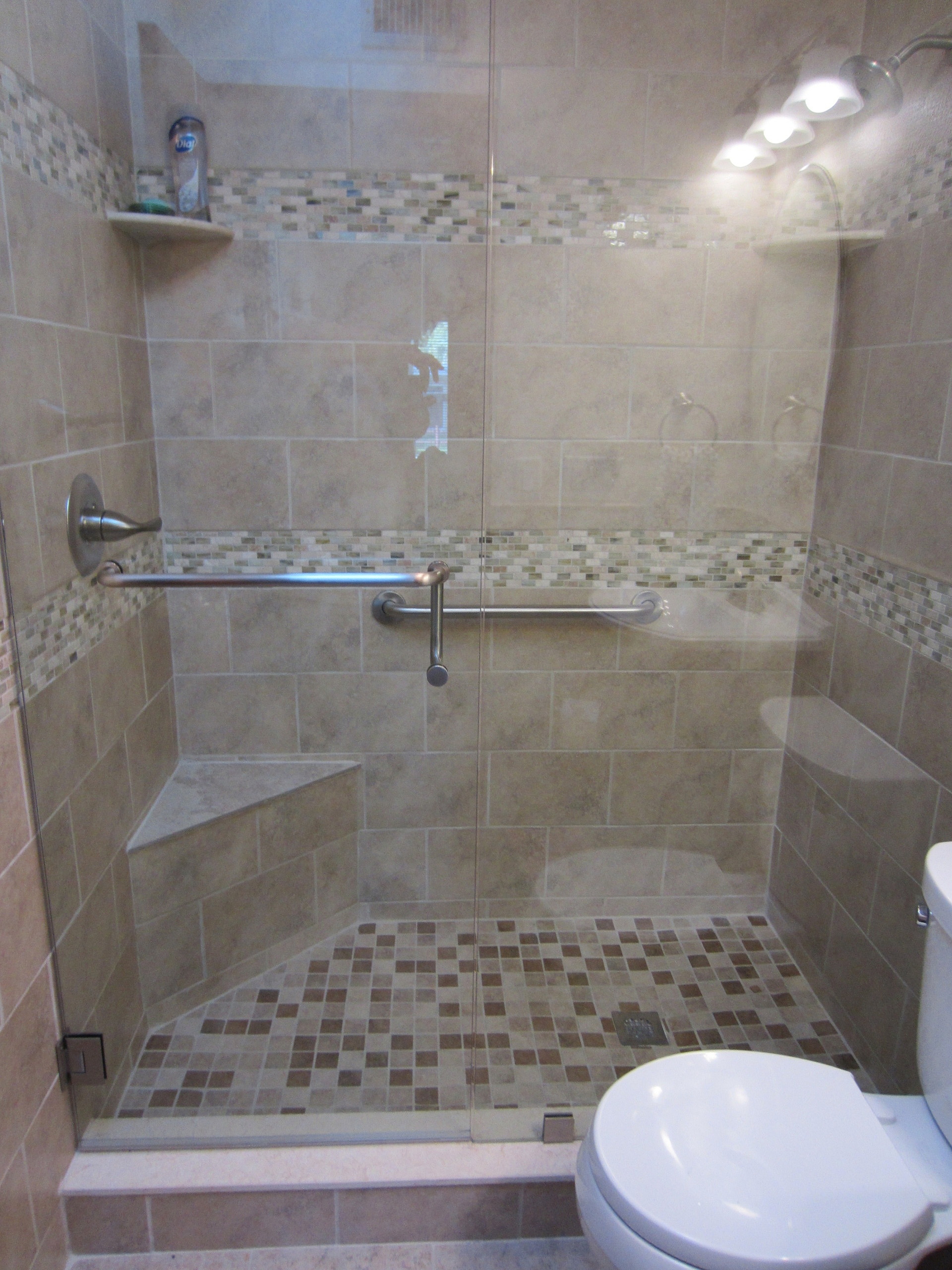 Inline Panels & 3/8" Frameless Glass Shower Doors in Orlando